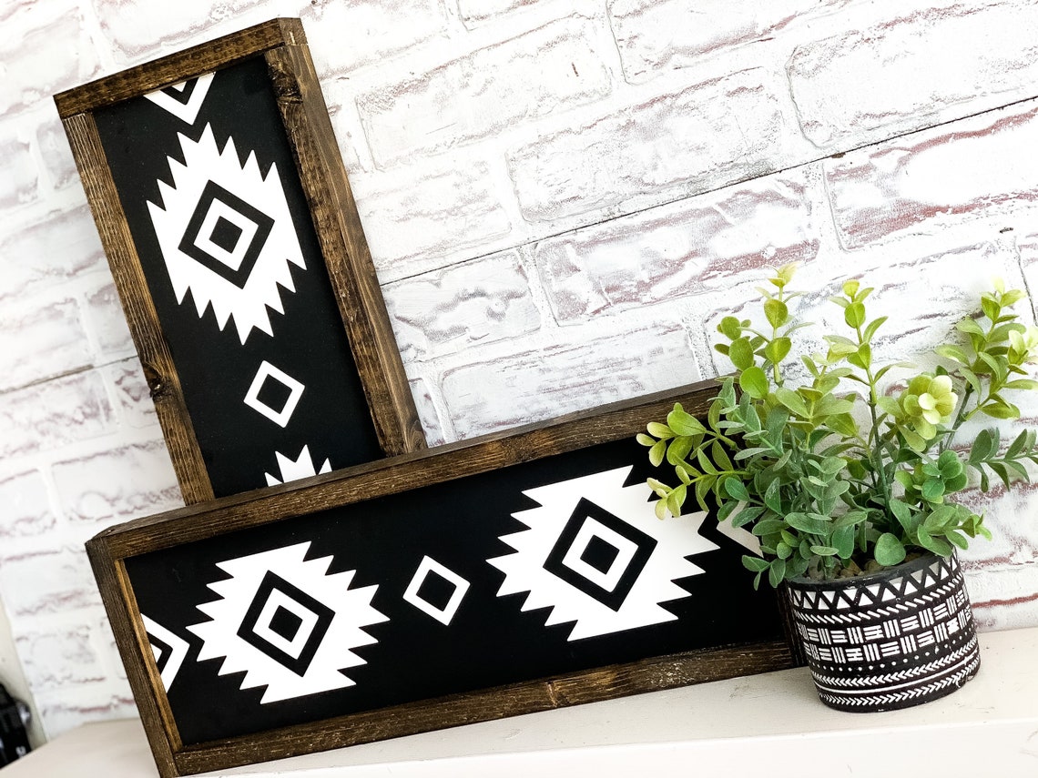 Aztec Print Wood Sign Farmhouse Sign Rustic Home Decor - Etsy