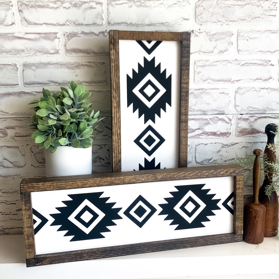 Aztec Print Wood Sign, Farmhouse Sign, Rustic Home Decor, Signs for ...