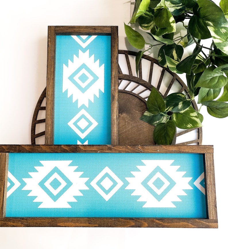 Aztec Print Wood Sign Farmhouse Sign Rustic Home Decor - Etsy