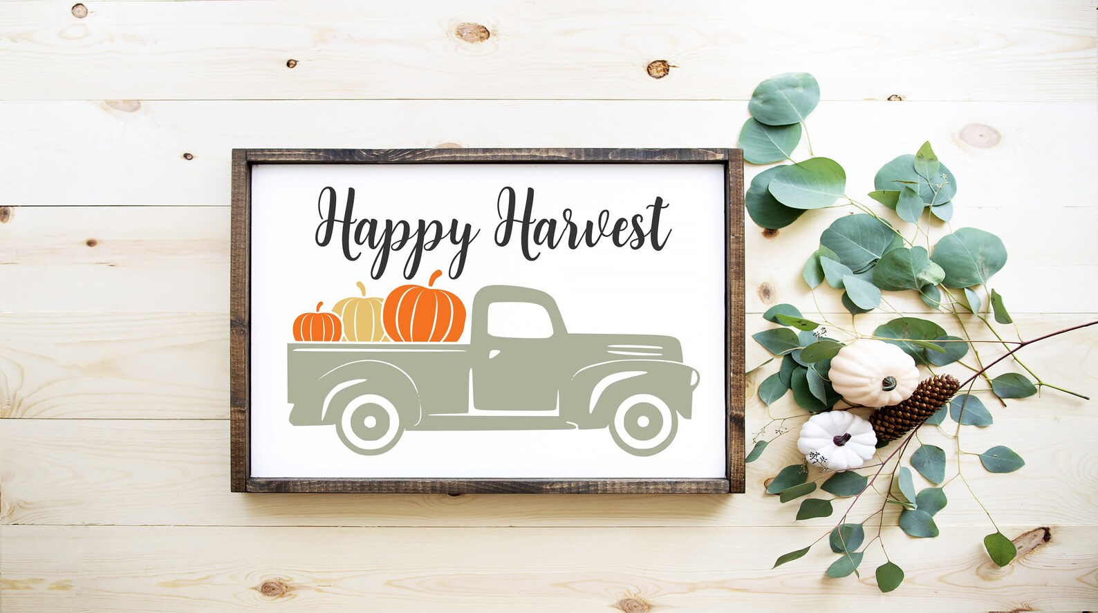 Happy Harvest Vintage Truck Wood Sign Farmhouse Sign Rustic - Etsy