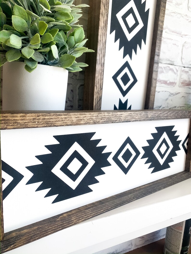 Aztec Print Wood Sign Farmhouse Sign Rustic Home Decor - Etsy