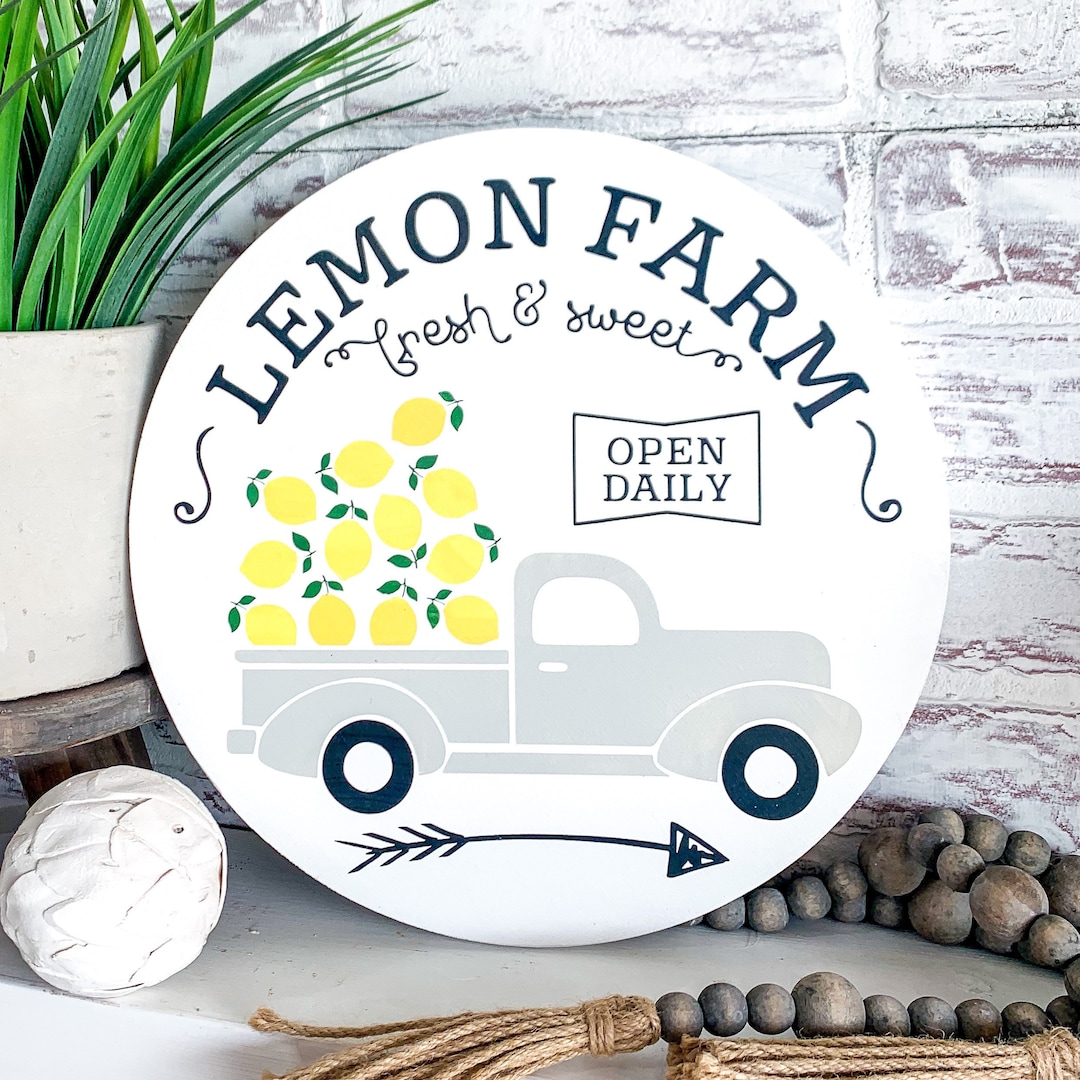 Lemon Farm Vintage Truck Wood Sign, Farmhouse Sign, Rustic Home Decor ...