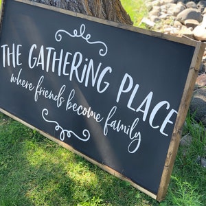 The Gathering Place Large Wood Sign, Farmhouse Sign, Rustic Home Decor ...