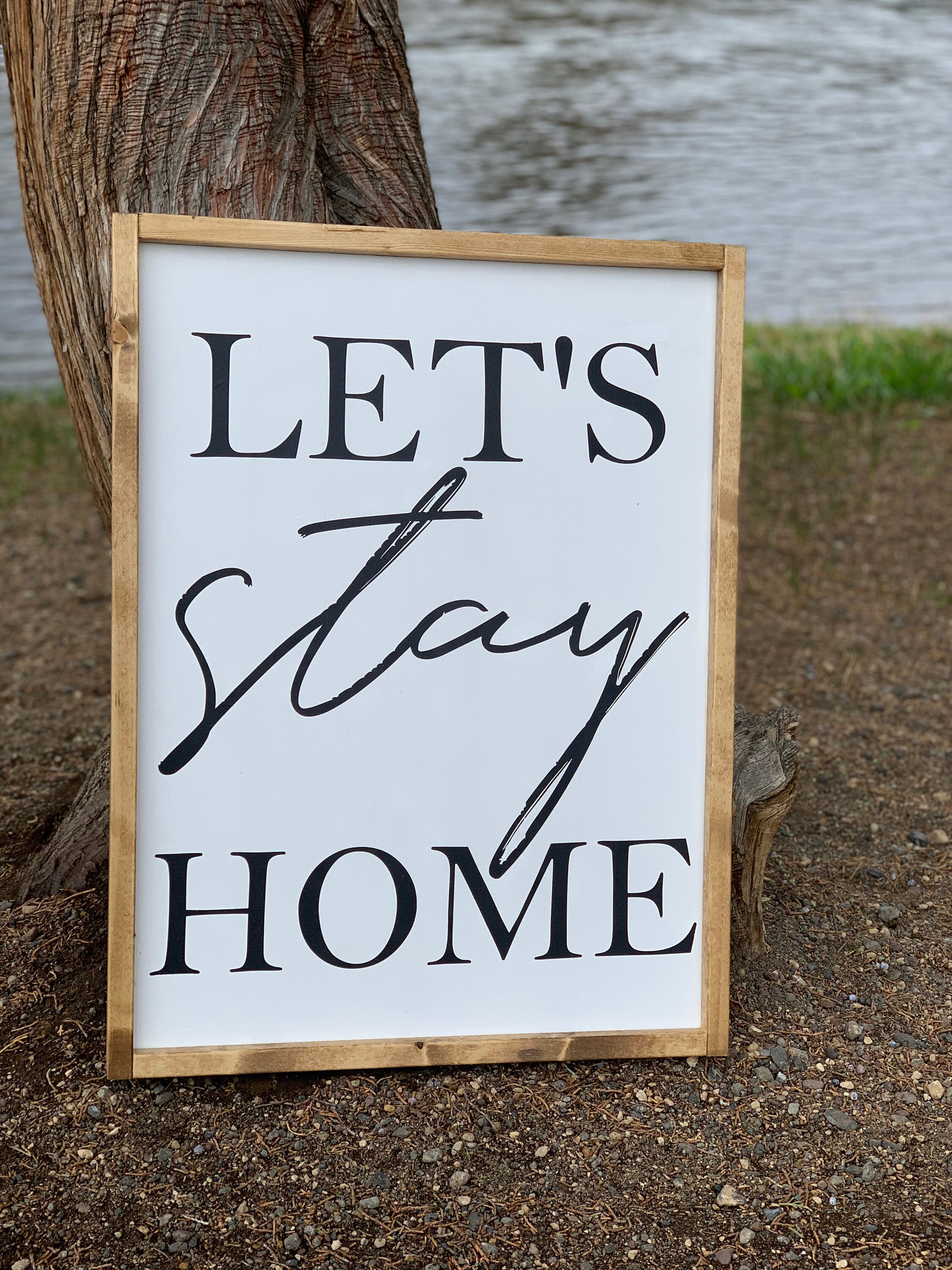Let's Stay Home Wood Sign Farmhouse Sign Rustic Home - Etsy