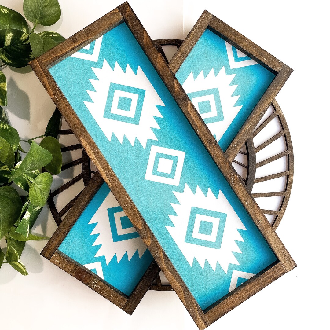 Aztec Print Wood Sign: Rustic Farmhouse Decor - Etsy