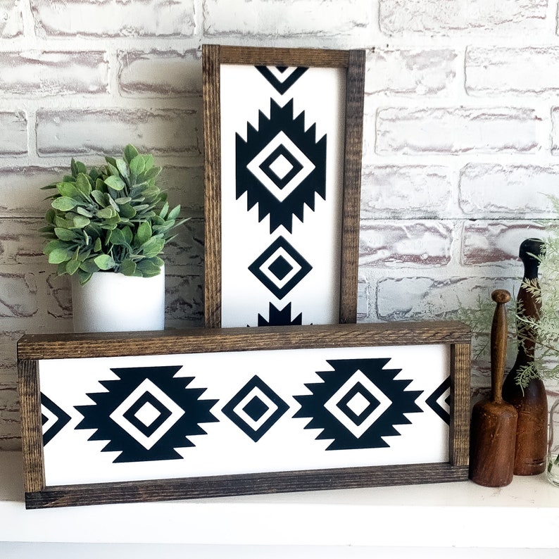 Aztec Print Wood Sign Farmhouse Sign Rustic Home Decor - Etsy
