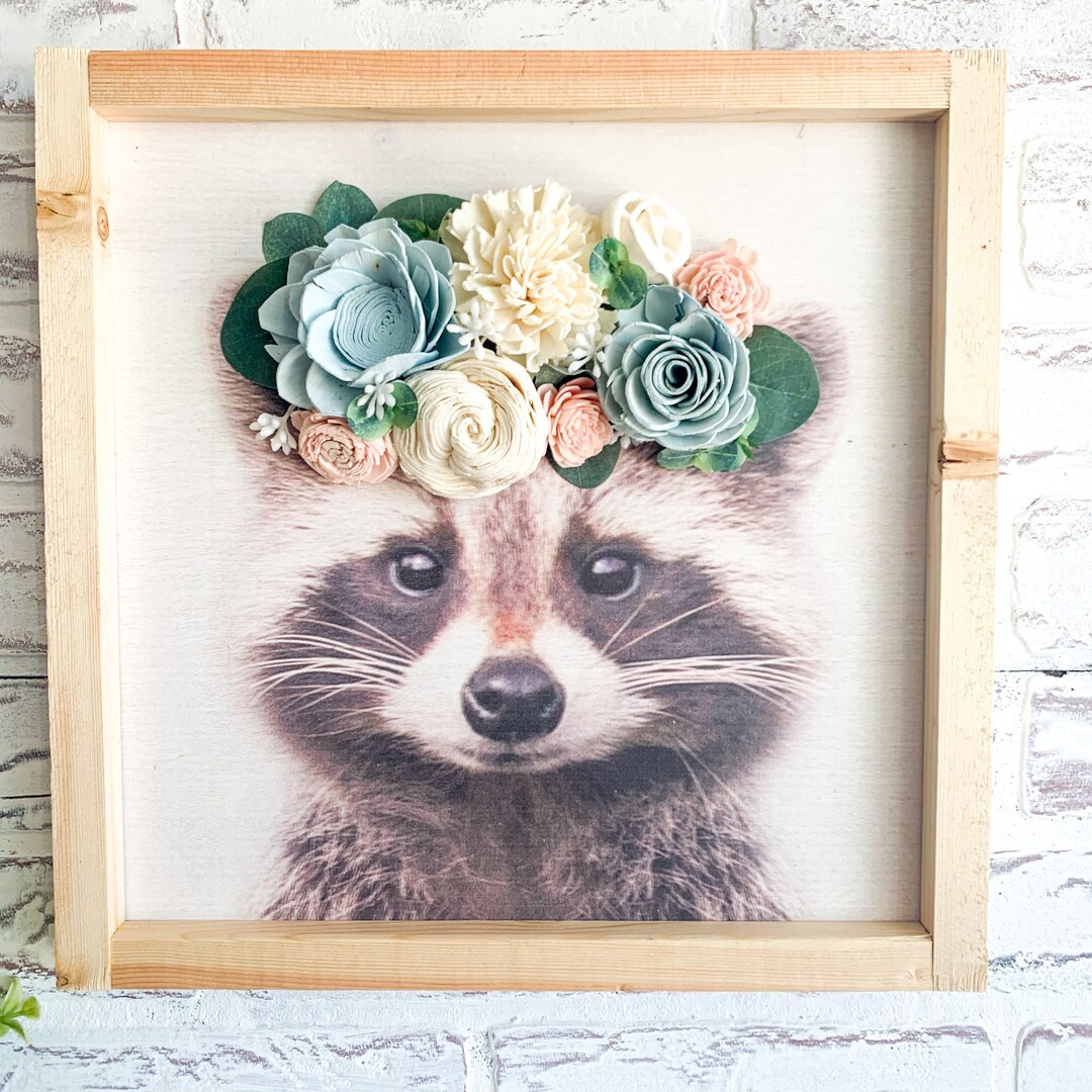 Animal Printed Sign With Wood Flowers, Animal Decor, Farmhouse Wall Art ...