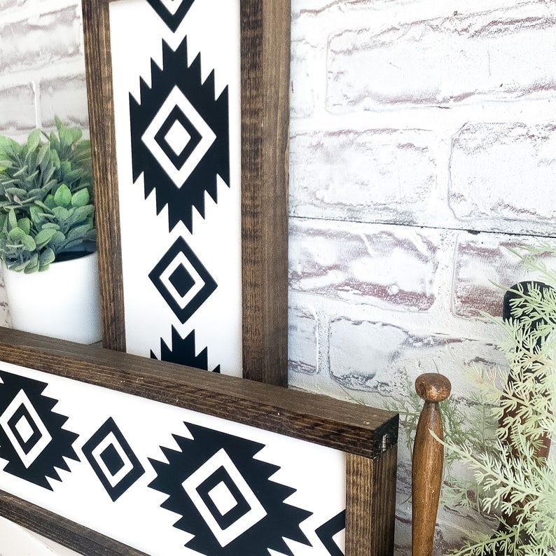 Aztec Print Wood Sign Farmhouse Sign Rustic Home Decor - Etsy