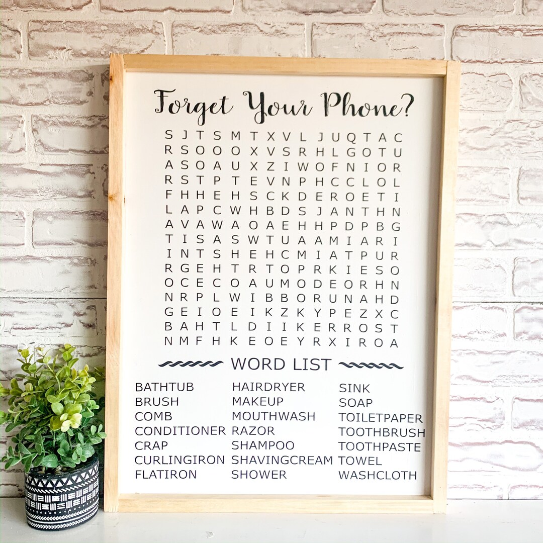 Forgot Your Phone Word Search Sign: Rustic Farmhouse Decor - Etsy