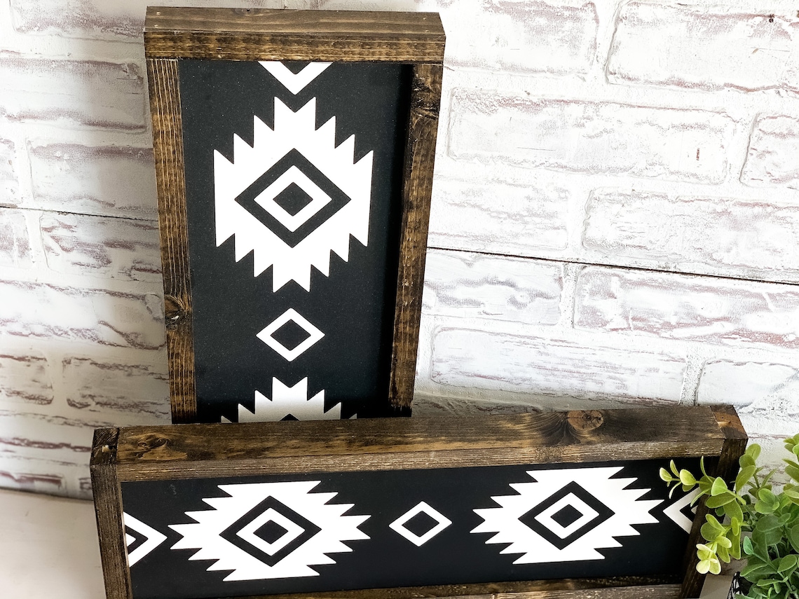 Aztec Print Wood Sign Farmhouse Sign Rustic Home Decor - Etsy