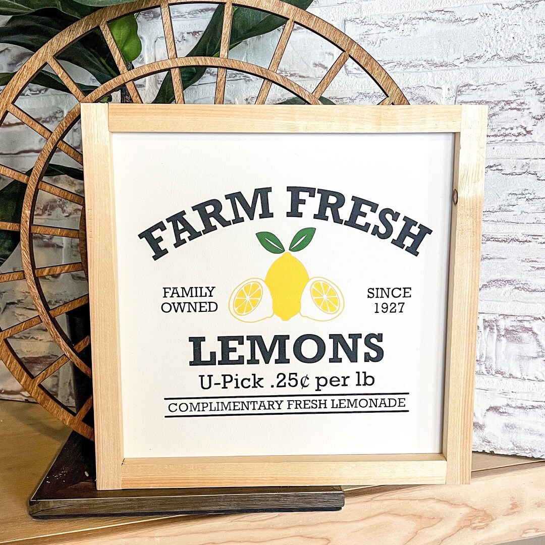 Farm Fresh Lemons Wood Sign, Farmhouse Sign, Rustic Home Decor, Signs ...