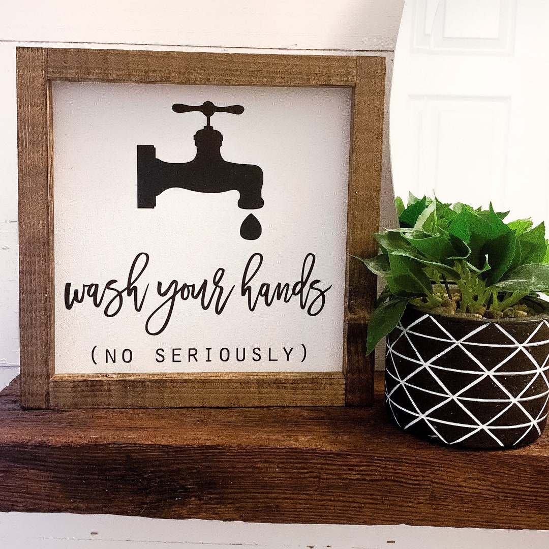 Wash Your Hands Wood Sign: Humorous Farmhouse Bathroom Decor - Etsy