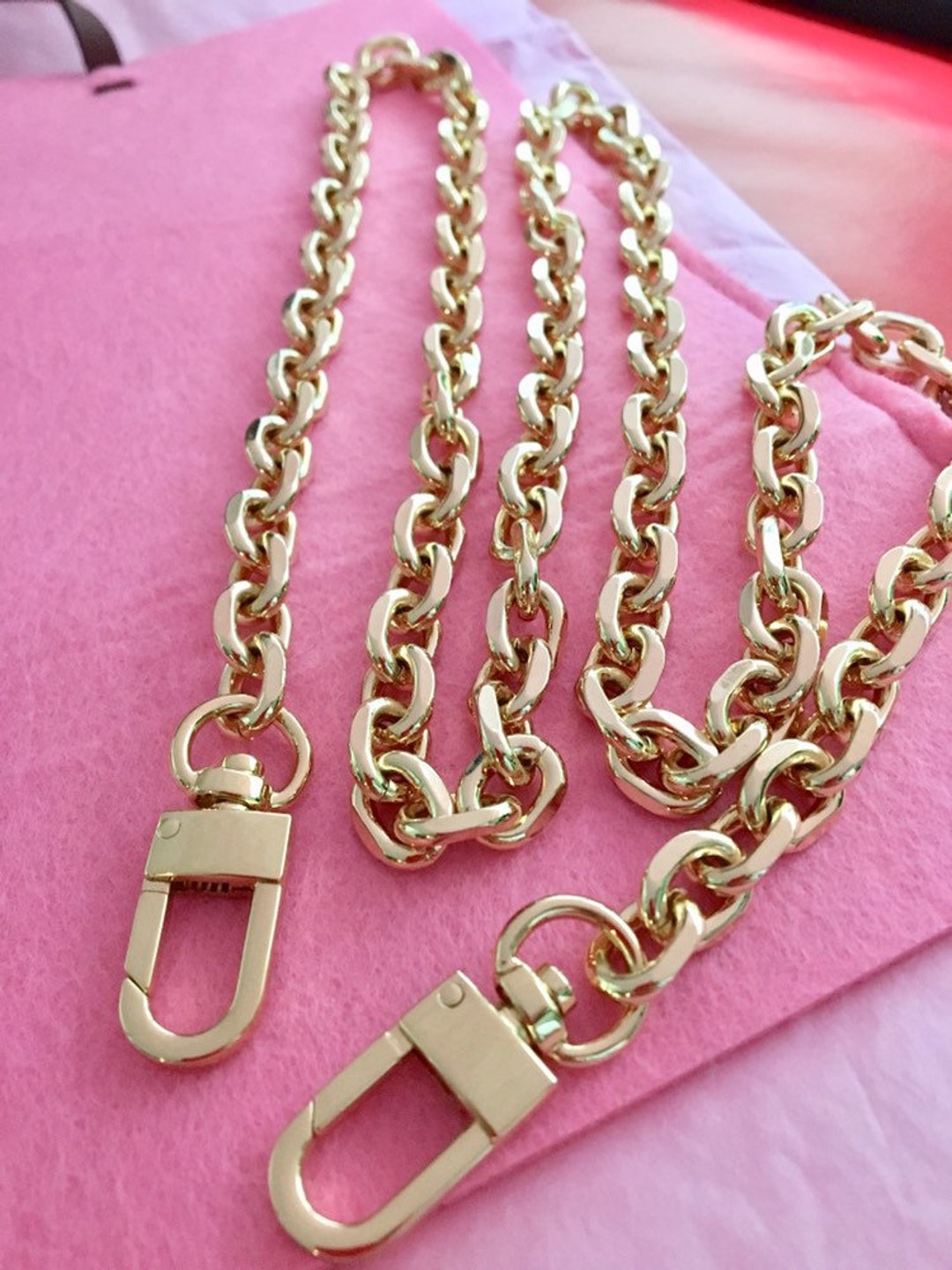 FERIAL ROSE Gold Rolo Bag Chains Strap Replacement: Heavy 11mm Wide ...