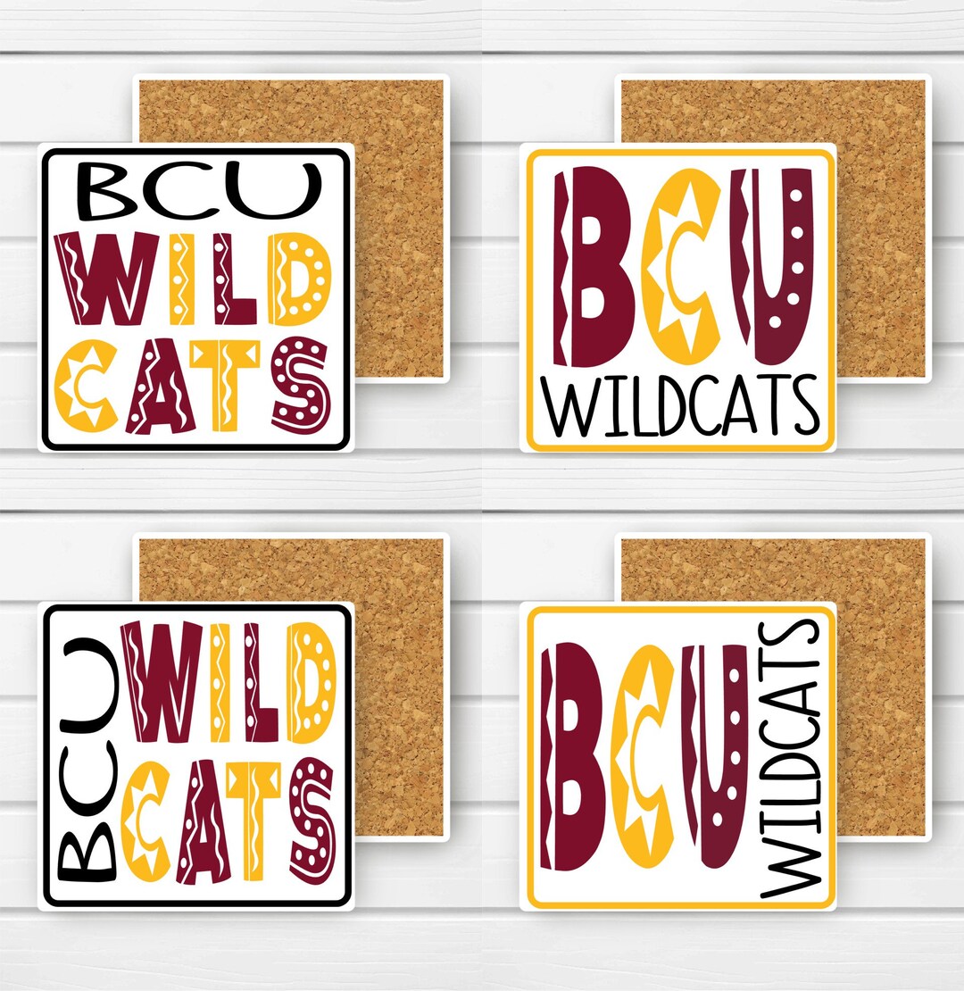 BCU, Wildcats, College, HBCU, Coffee, Wine, Beverage Coaster, Glitter ...