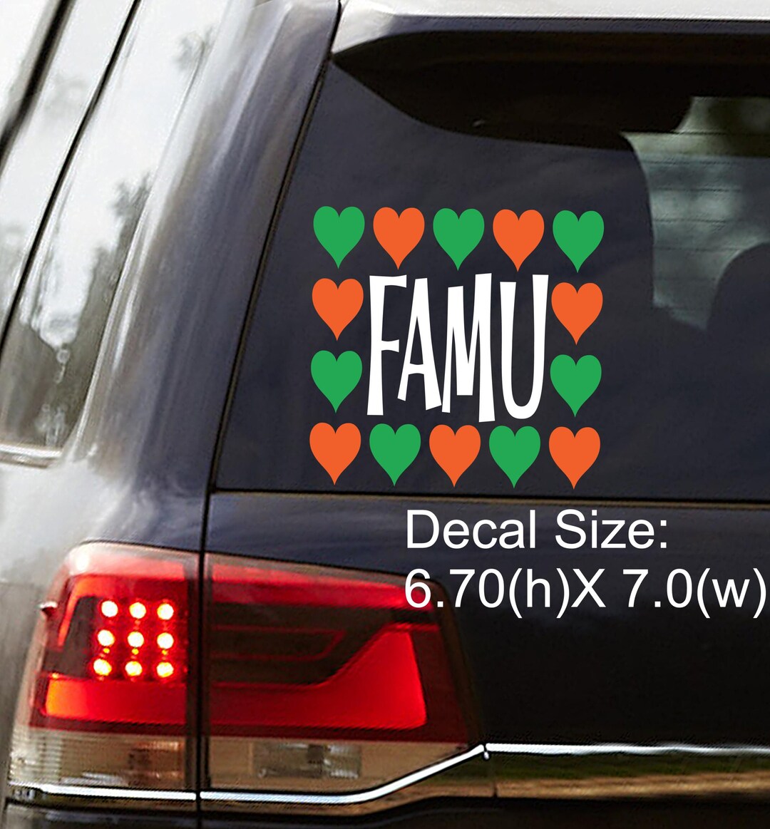 Decal, FAMU, Hearts, Square, Car Window Decal - Etsy