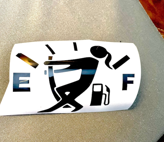 Girl pulling gas gauge decal | Etsy