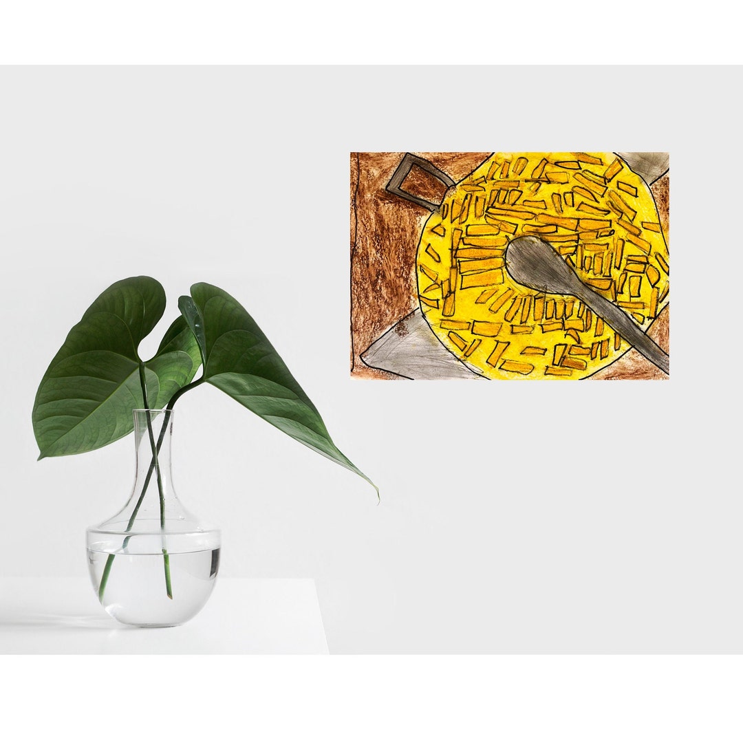 Drawing Pasta in a Frying Pan,pencil Drawing of Food, Children Artwork ...