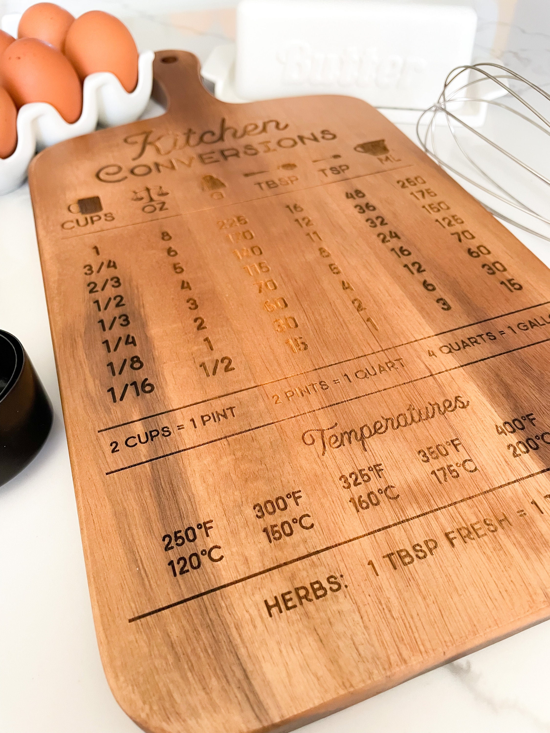 Kitchen Conversion Chart Cutting Board Personalized Serving Board ...