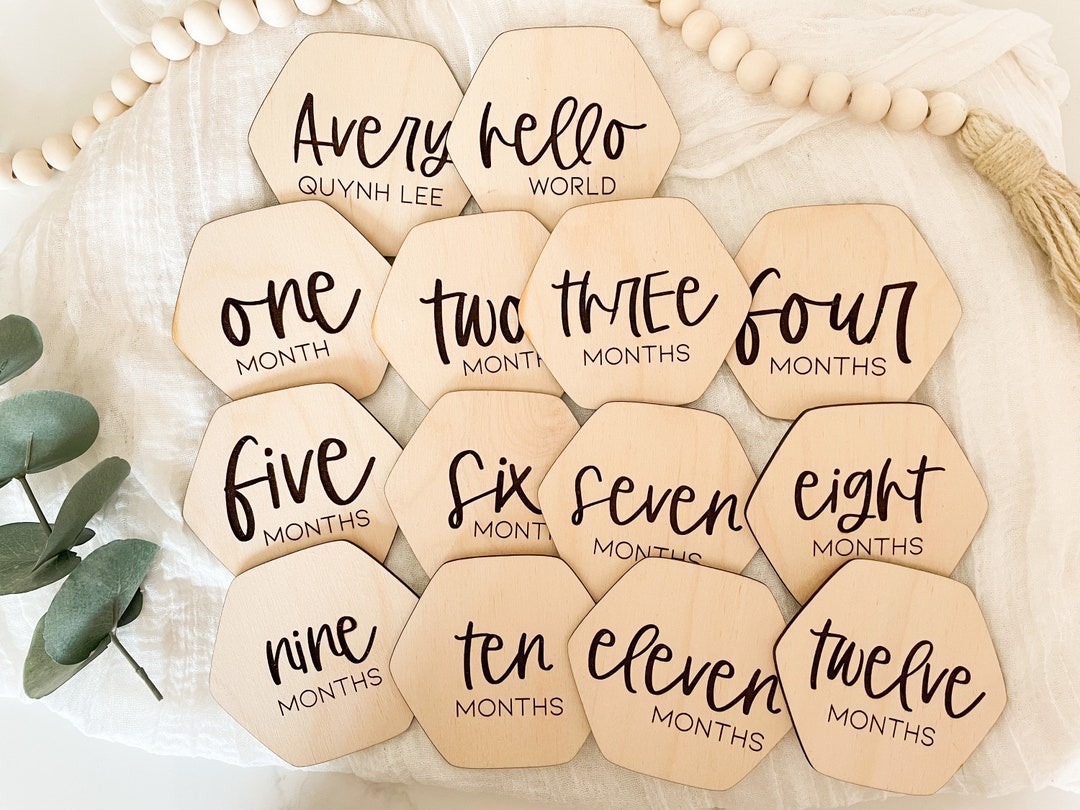 Babys First Year Milestone Set 12 Calligraphy Discs, Monthly Milestones ...