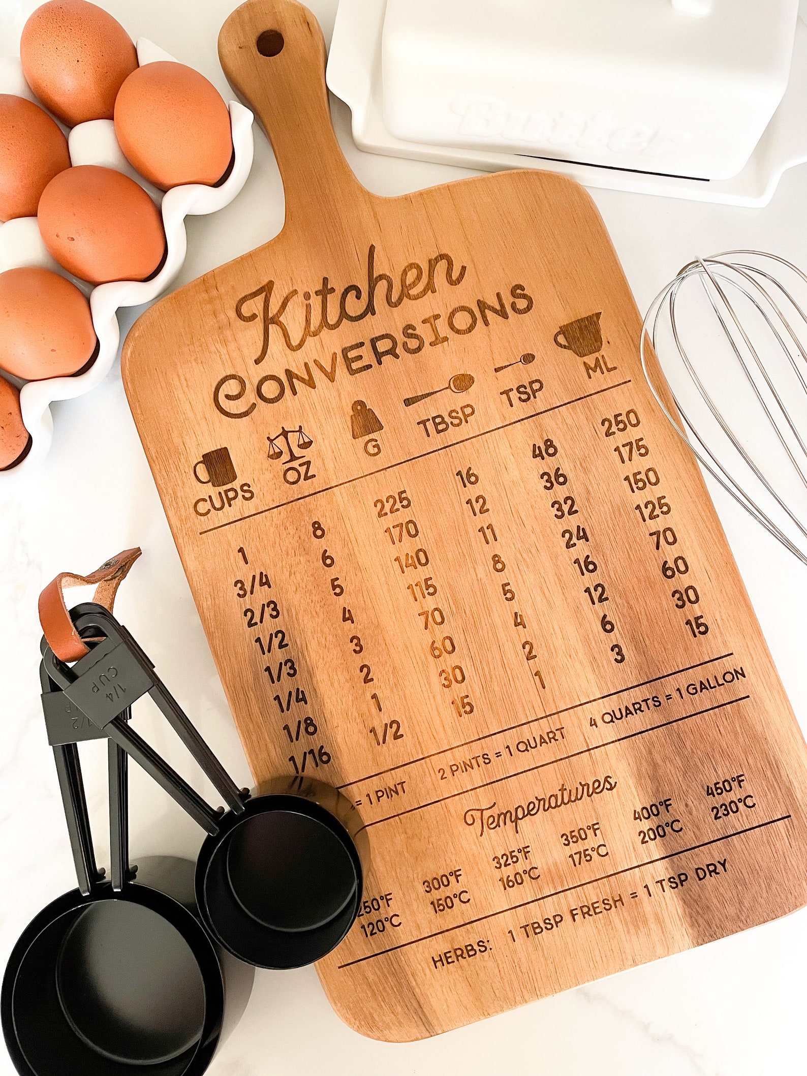 Kitchen Conversion Chart Cutting Board Personalized Serving Board ...