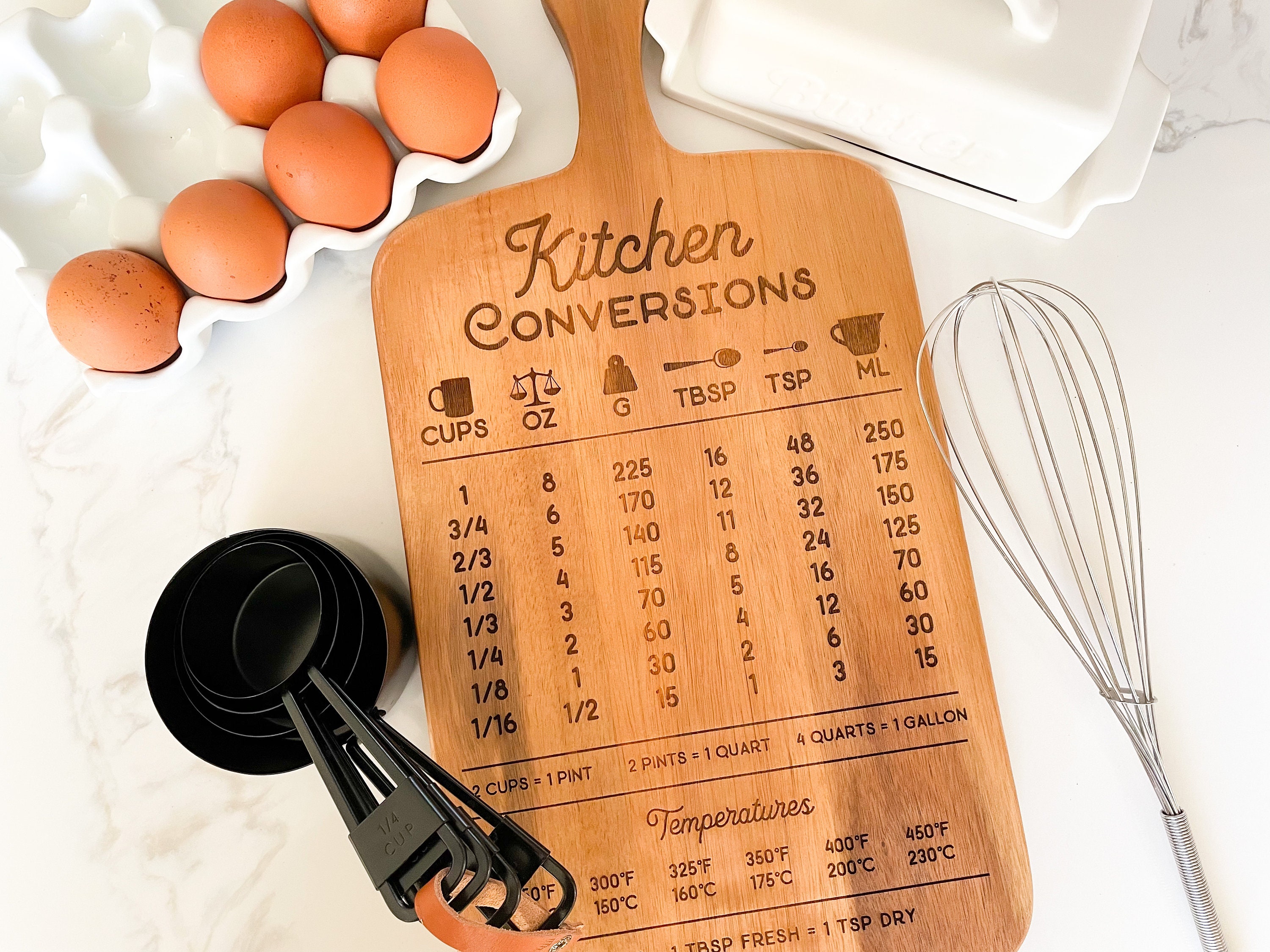 Kitchen Conversion Chart Cutting Board Personalized Serving Board ...