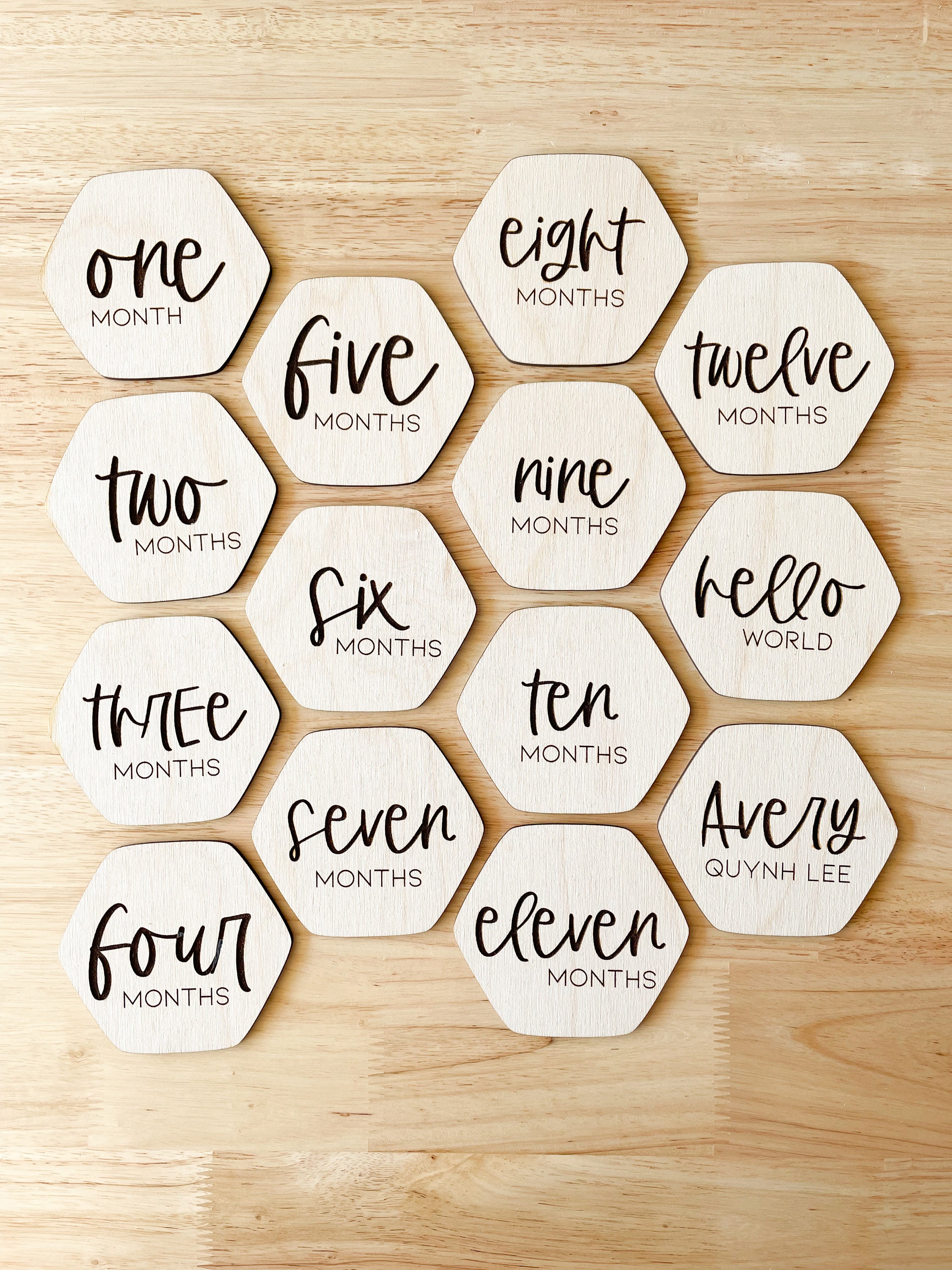 Babys First Year Milestone Set 12 Calligraphy Discs, Monthly Milestones ...