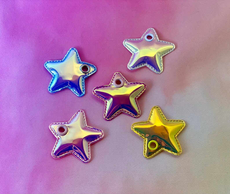 Holographic Round Shiny Star Roller Skate Lace Patch - Individual or ...