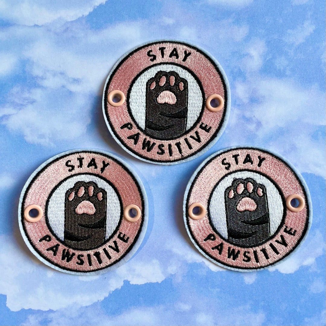 Positivity Cat Paw Skate Lace Patch - Individual Pink Gray Kitty Kitten ...