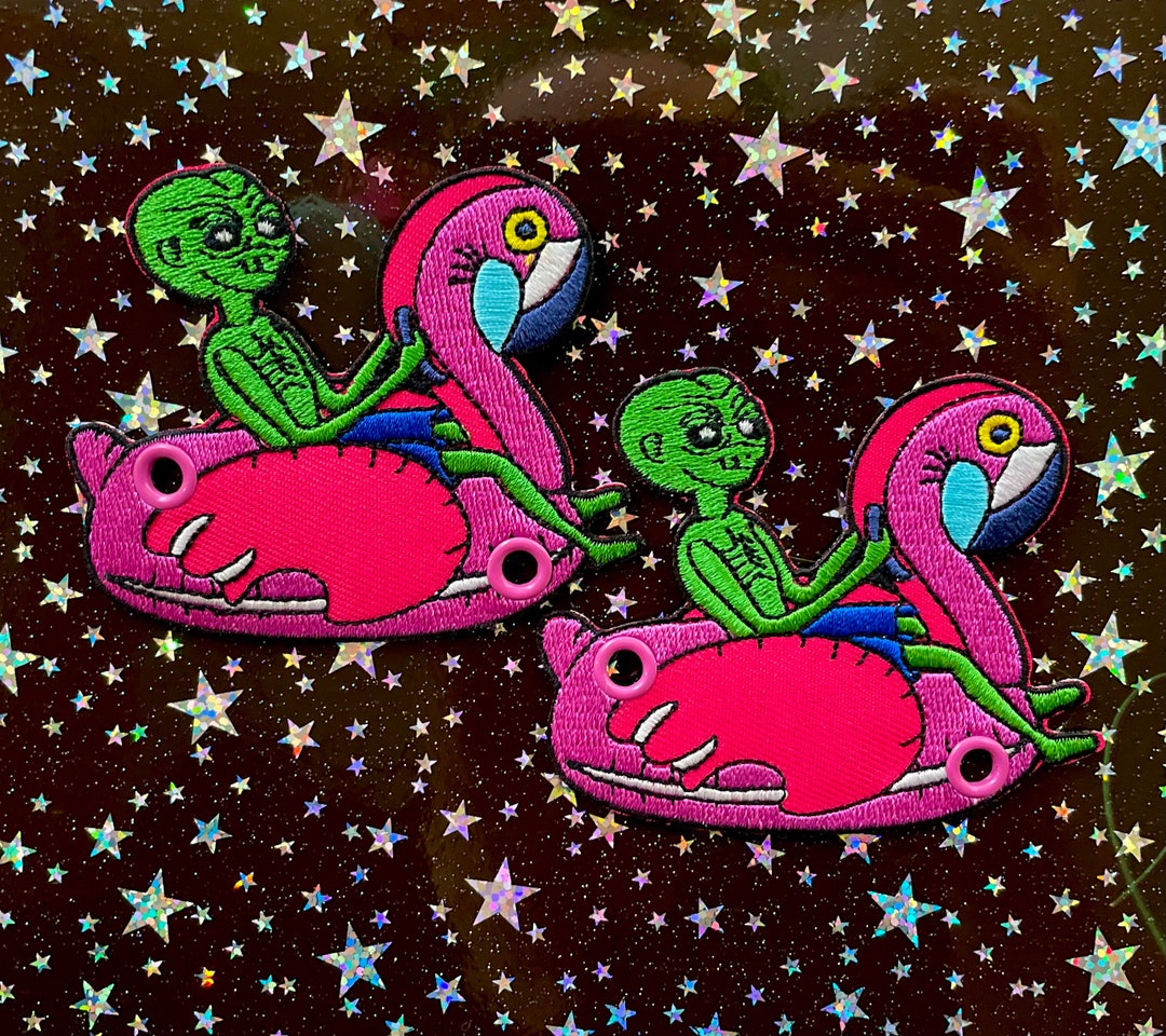 Hot Alien Summer Roller Skate Lace Patch Individual Flamingo UFO ...