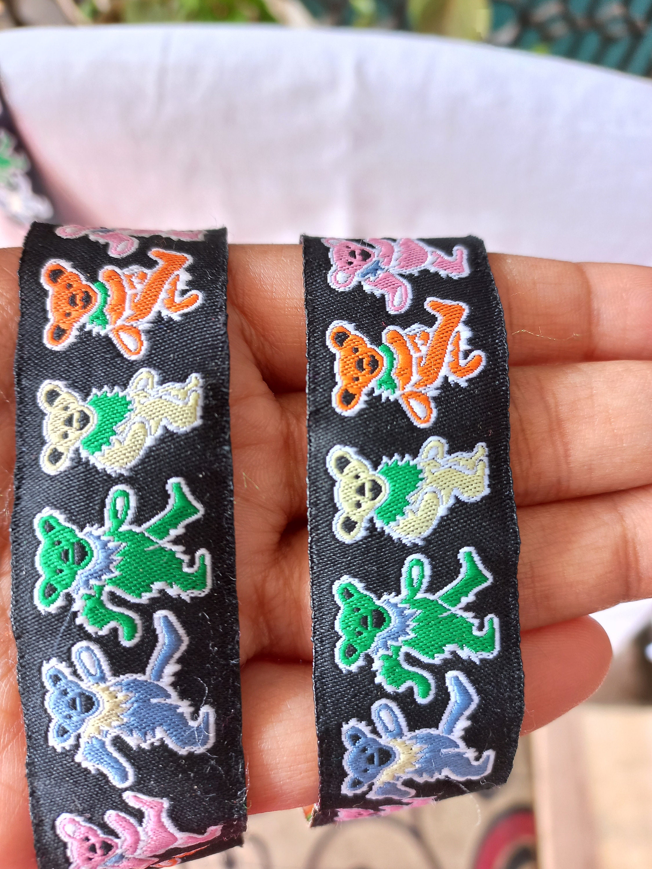 Iconic Grateful Dead Bear JACQUARD Ribbon POLYESTER Trim, 7/8" Wide ...