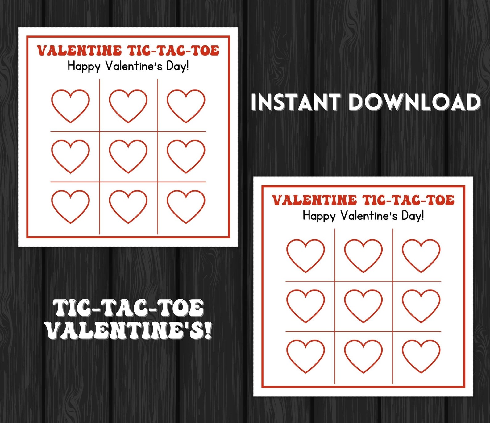 Printable Valentine's Day Tic Tac Toe Cards, Valentine Tic Tac Toe Card ...