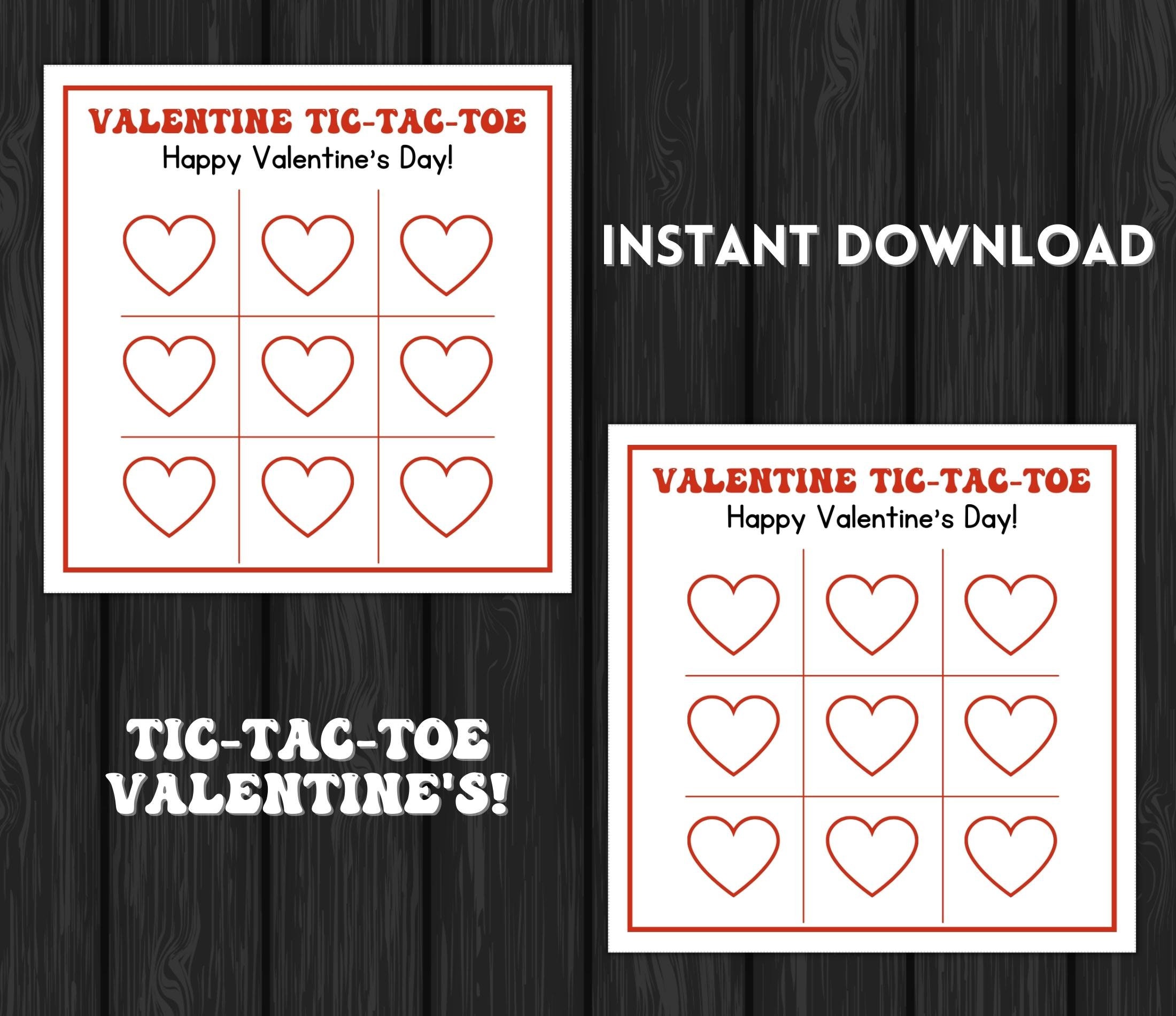 Printable Valentine's Day Tic Tac Toe Cards, Valentine Tic Tac Toe Card ...