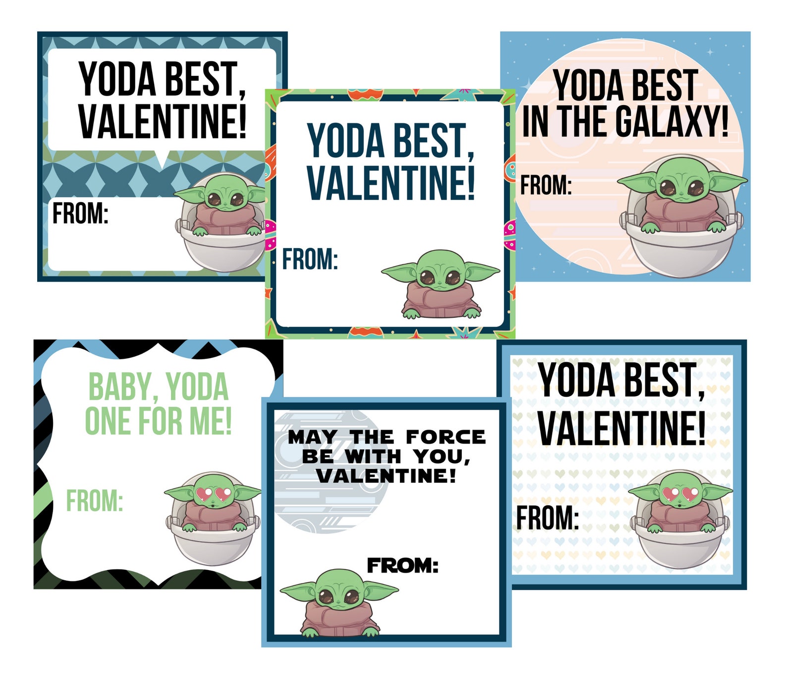 Baby Yoda Valentine's Day Cards Instant Digital Download - Etsy