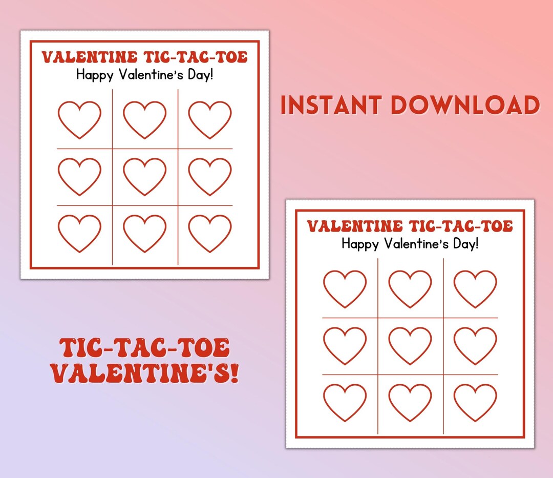 Printable Valentine's Tic Tac Toe Cards, Kids Game (digital Download ...