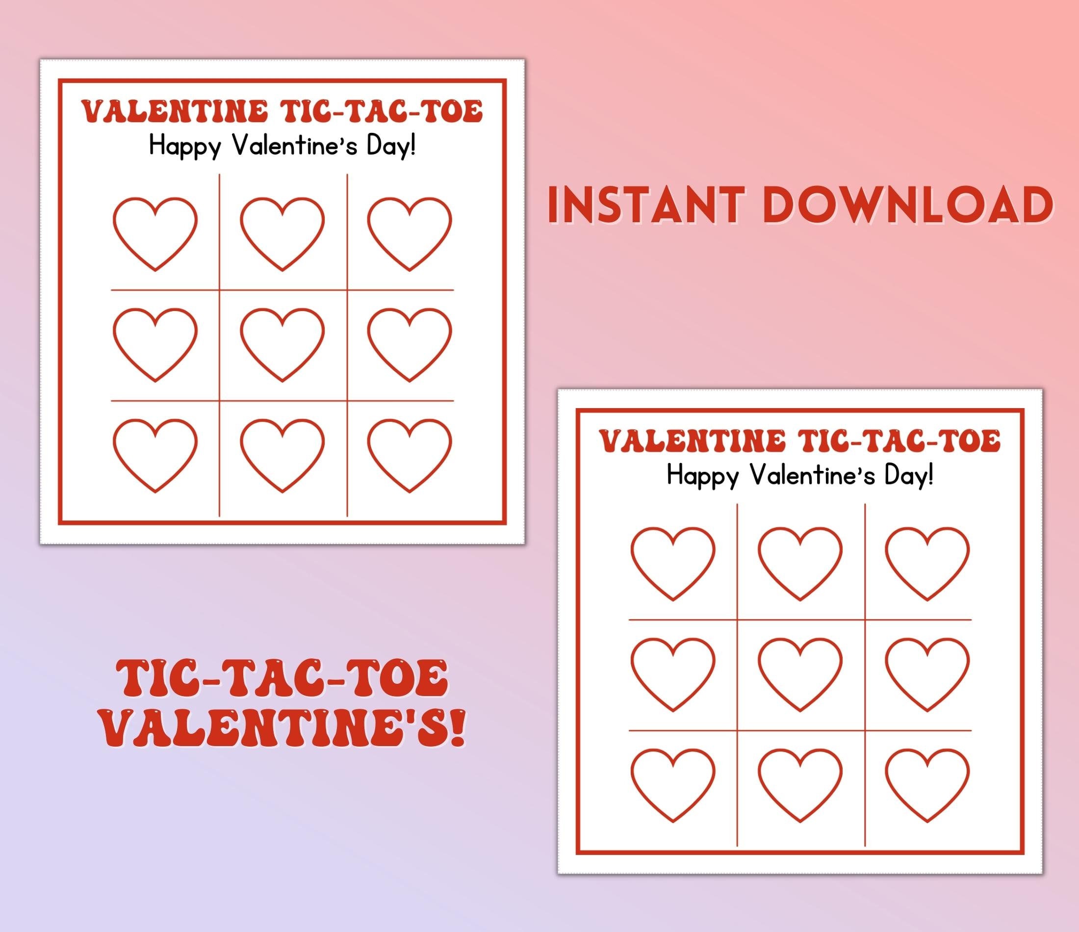 Printable Valentine's Day Tic Tac Toe Cards, Valentine Tic Tac Toe Card ...