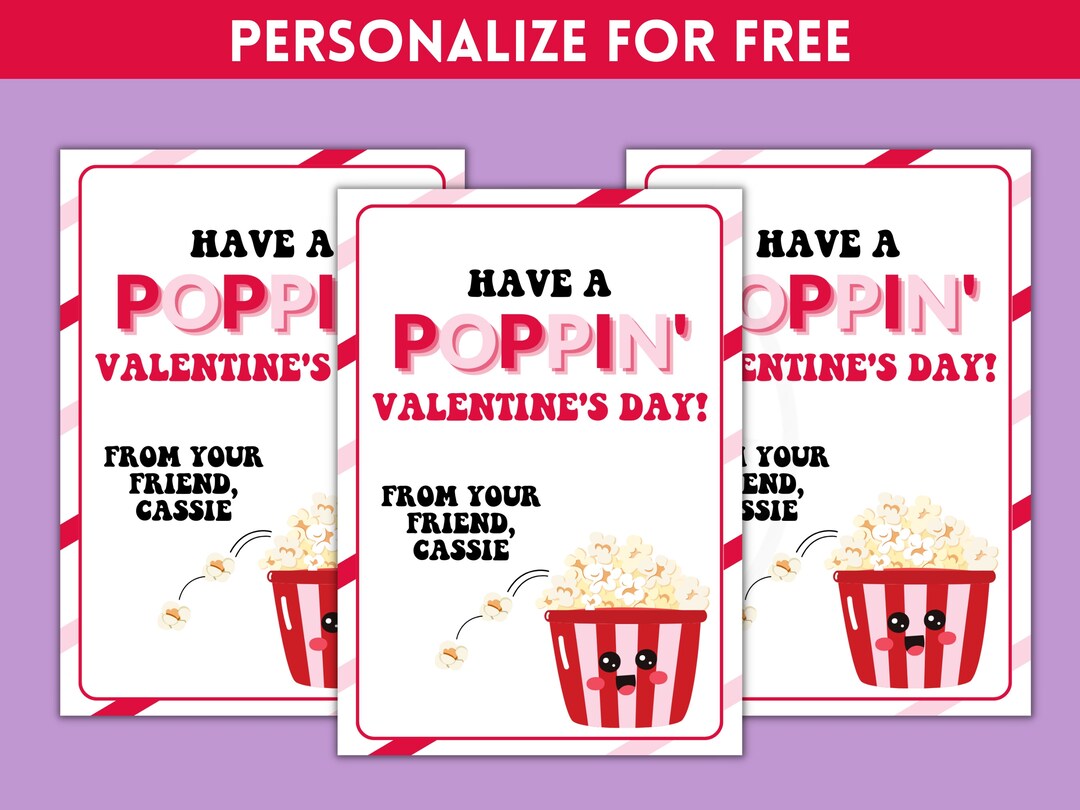Printable Have a Popping Valentine's Day Card, Popcorn Valentine Tag ...