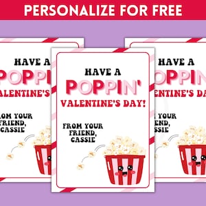 Printable Have a Popping Valentine's Day Card, Popcorn Valentine Tag ...