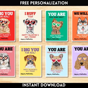 Puppy Valentine's Day Cards for Kids, DIY Classroom Printables (digital ...