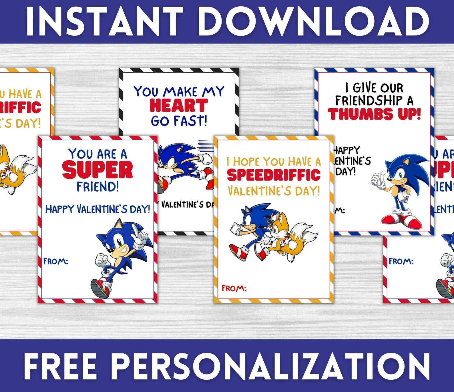 Sonic Hedgehog Valentine Cards Kids Valentine Cards - Etsy