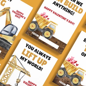 Printable Construction Valentine's Day Cards, Classroom Valentine's Day ...
