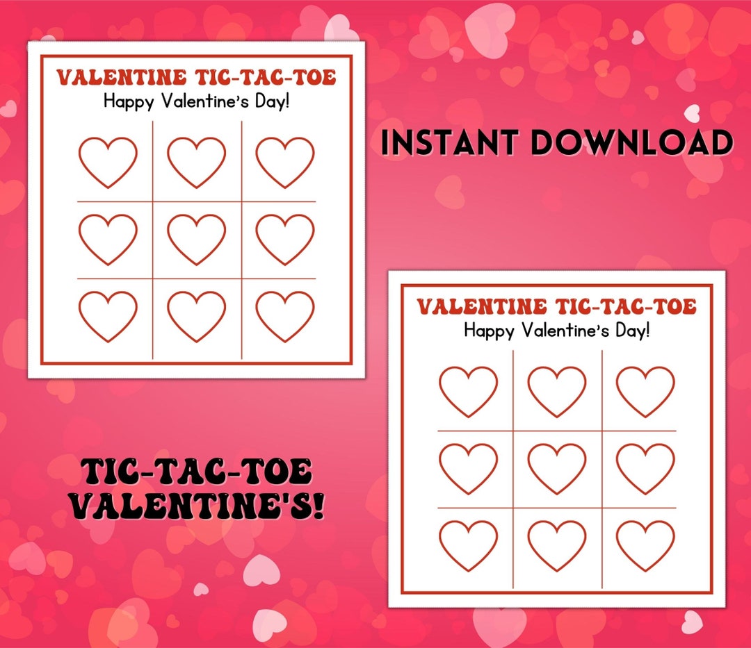 Printable Valentine's Day Tic Tac Toe Cards, Valentine Tic Tac Toe Card ...