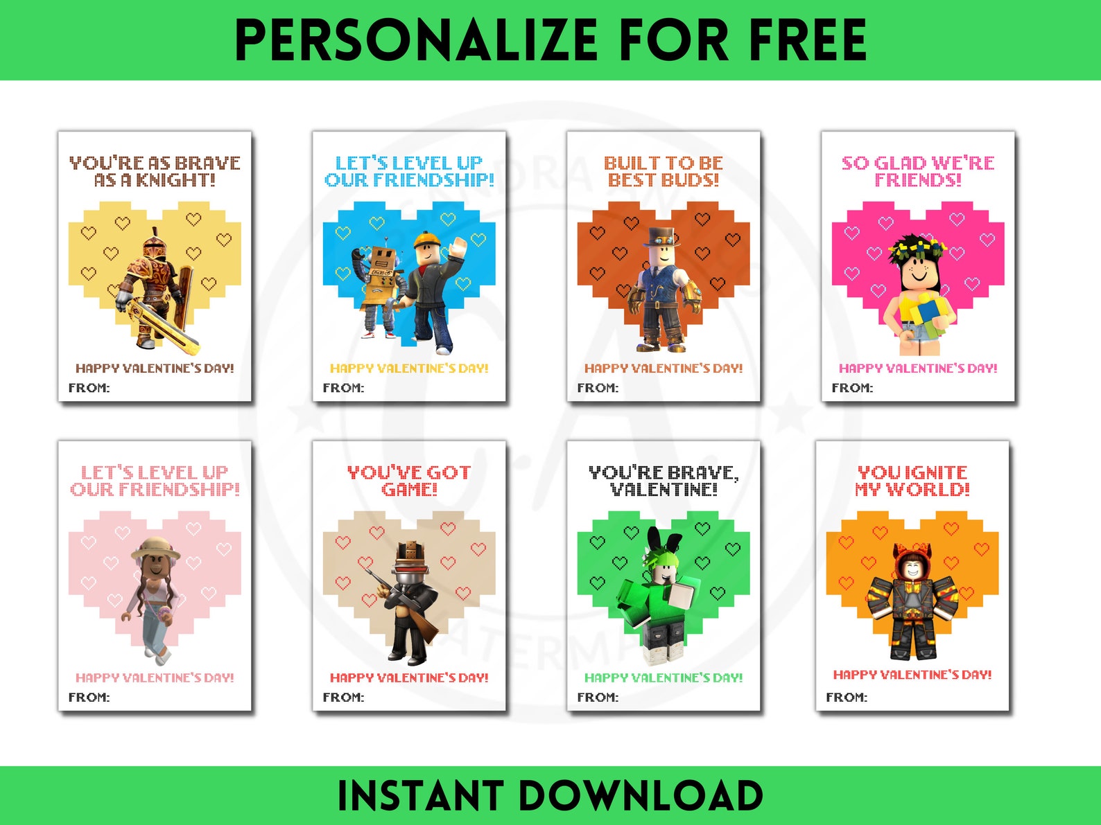 Video Game Roblox Digital Valentine 8 Different Characters - Etsy