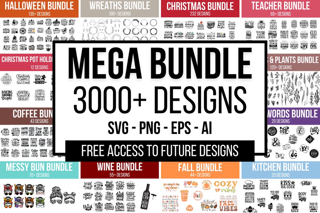 Mega SVG Bundle, T Shirt Designs SVG, Svg Files for Cricut, Silhouette ...