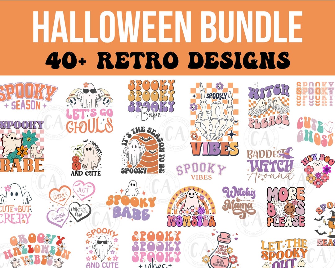 Retro Halloween Bundle, Retro Halloween Png, Groovy Halloween ...