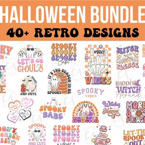 Retro Halloween Designs Bundle, Groovy Spooky PNG EPS SVG (digital ...
