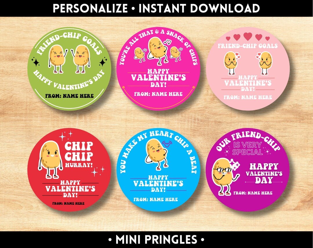 Chips Kids Valentines Printable for Pringles Snack Size Chips, Kids ...