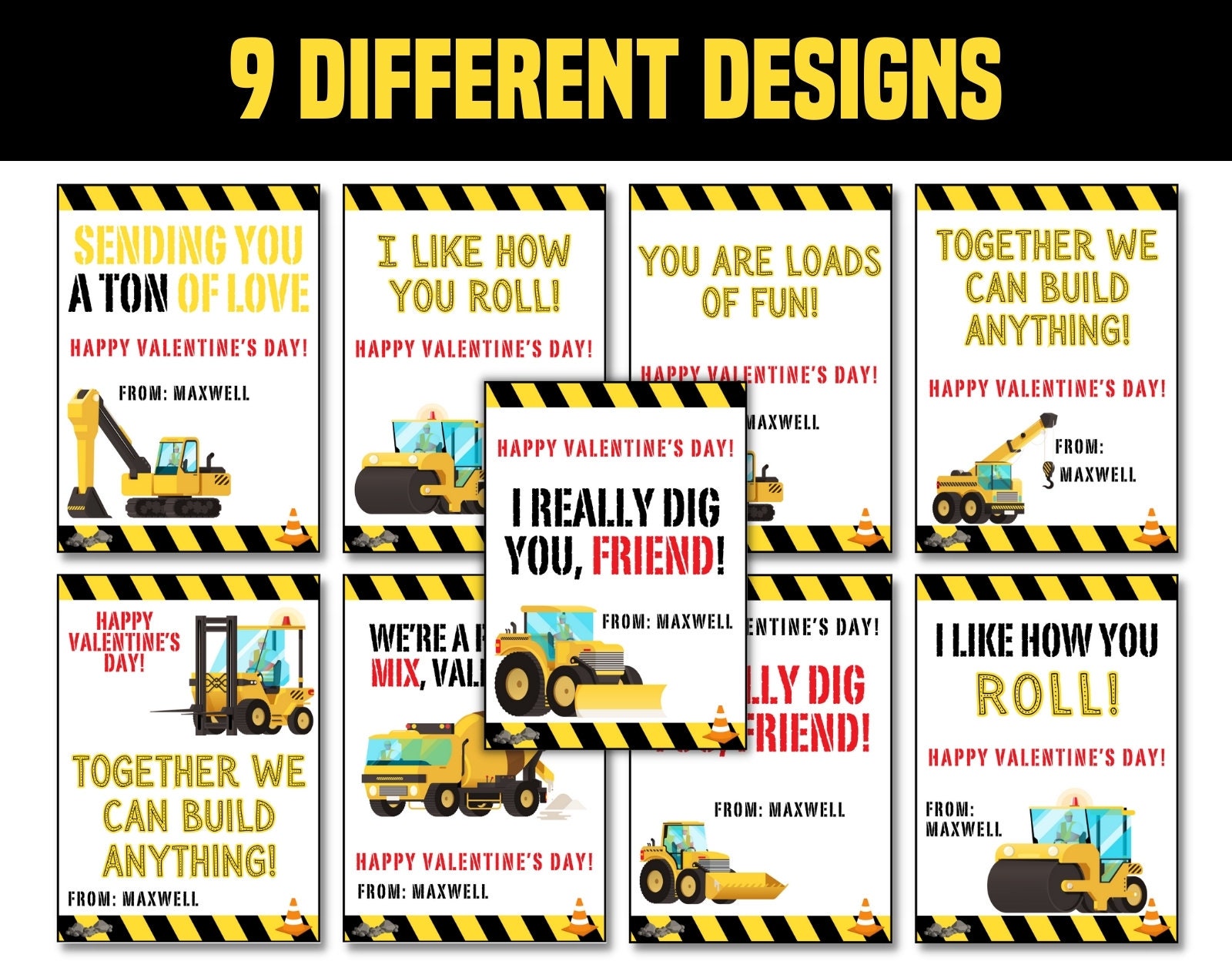 Construction Valentine's Day Cards, Classroom Valentine's Day Cards for ...