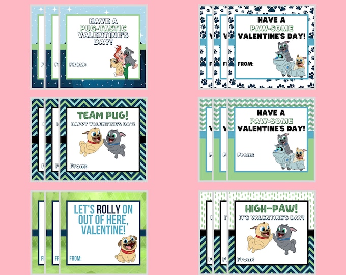 Puppy Dog Pals Valentine's Day Cards Kids Printable - Etsy