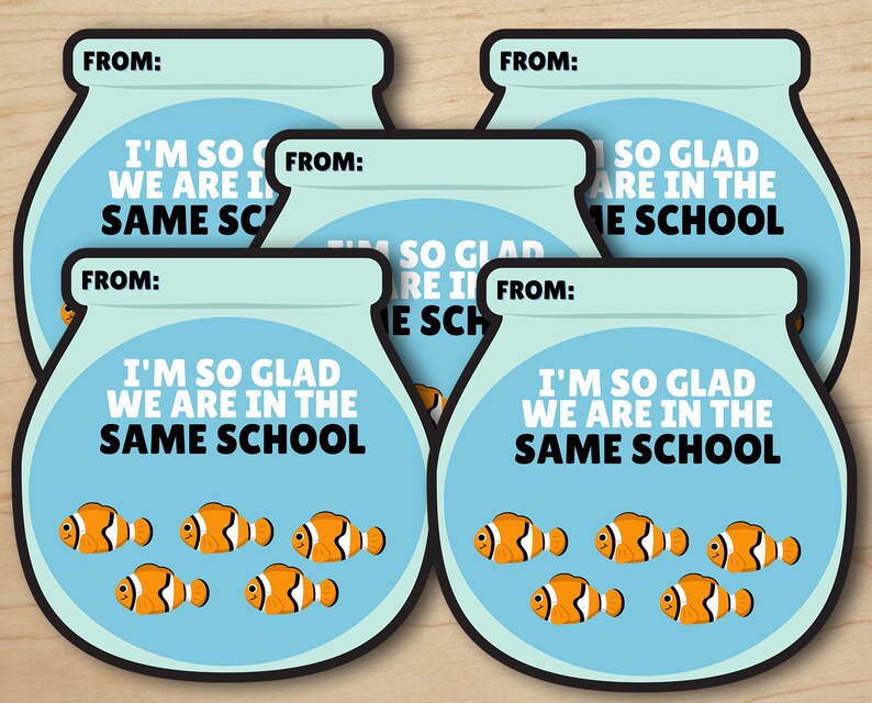 Same School Fish Valentine's Day Cards - Instant Download Goldfish ...