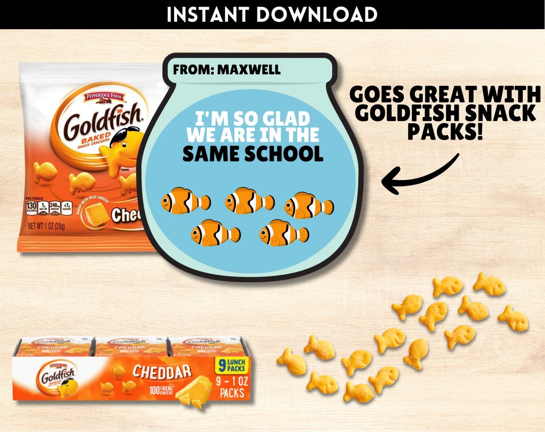 Same School Fish Valentine's Day Cards - Instant Download Goldfish ...